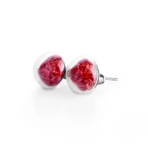 MY LITTLE NATURE Stud Earrings With Natural Moss - Red