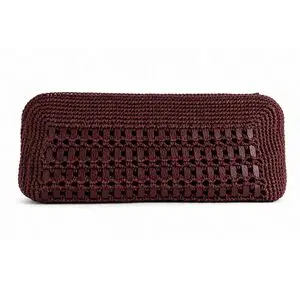 HAMEL ATELIER Handwoven Leather Raffia Clutch / Cla - Red