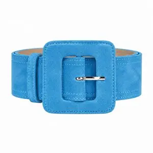 BELTBE Beltbe Suede Square Buckle Belt Blue