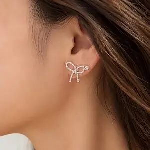 VICSTONENYC FINE JEWELRY Ribbon Stud Yellow Vermeil Earrings - Gold