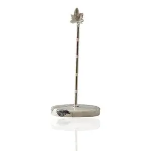MARLETH Paper Towel Holder – Brass & Marble Base With Leaf Detail - Silver