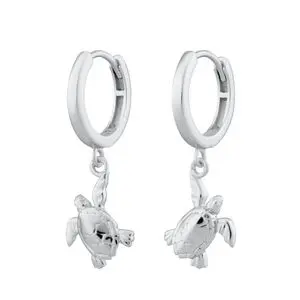 LILY CHARMED Sterling Turtle Charm Hoop Earrings - Silver