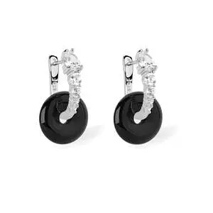 FREQNC ATELIER Ouroboros Earrings Obsidian Root Chakra - Black