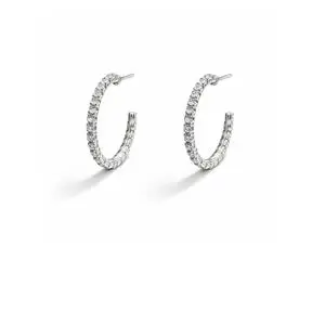 MAISON DE GALA Classic Crystal Hoop Earrings - Silver