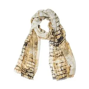 CIRCULAR PATH Neutrals Croc Print Scarf Cream - Black