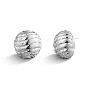 GOLD & HONEY Wave Dome Stud Earrings - Silver