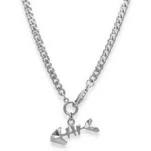 FRENVYRN Mars Sterling Cuban Chain Necklace With Fish Bone - Silver