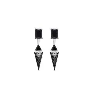 SALLY SKOUFIS Urge Earrings With Black And White Cz Diamonds In Platinum-plated Silver - Black/silver