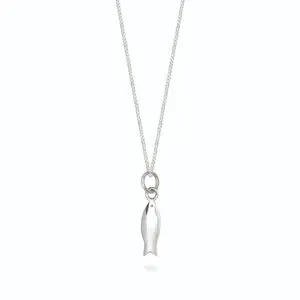 LIME TREE DESIGN Tiny Fish Pendant Necklace Sterling Silver - Gray