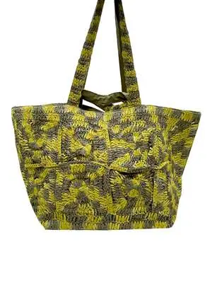 NOOKI DESIGN Glasto Crochet Tote In Khaki - Green