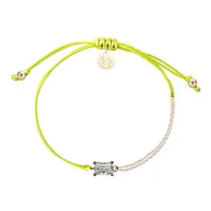 ADRIANA PAPPAS DESIGNS Emerald Cut Cubic Zirconia Bracelet On Cord - Yellow