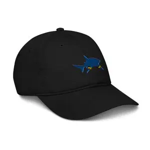 ANCHOR & CREW Organic Cotton Baseball Cap With Shark Embroidery - Black