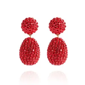 SAULE LABEL Clio Earrings In Crimson Bloom - Red