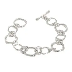 JANUS EDINBURGH Forth Irregular Square Sterling Link Bracelet - Silver