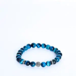 ADDICTED2 Blue / Silver Serenity Handmade Bracelet In Sterling Silver With Aqua Blue Tiger’s Eye & Zircons - Blue/silver