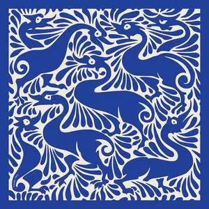 ARTEMIS MUSE William De Morgan Fantastic Ducks Ivory & Electric Luxury Large Silk Scarf - Blue