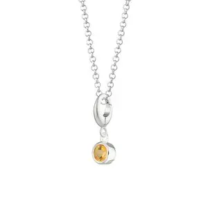 LILY CHARMED Sterling November Birthstone Charm Necklace Citrine - Silver