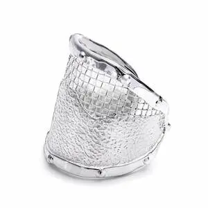 GERMAN KABIRSKI Pallium Urban Open Band Ring With Titanium Mesh - Silver