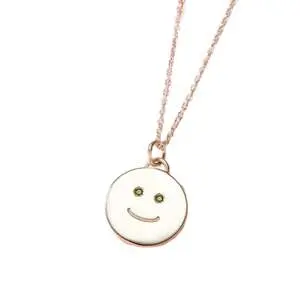 POSH TOTTY DESIGNS Sterling Happy Face Emerald Diamond Pendant Necklace - Silver