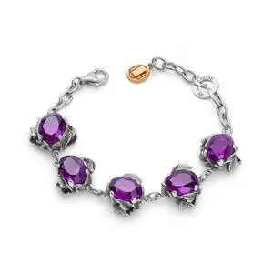UNALOE Purple / Silver Coleus Ovalis Sterling Silver Bracelet With Violet Cubic Zirconia – Artistic Luxury ’s Jewelry - Purple/silver