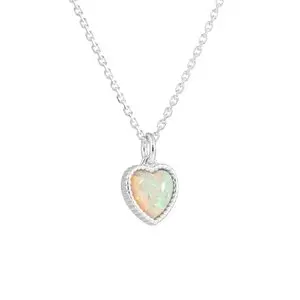 SHABELLA NYC Heart Opal Necklace - Silver