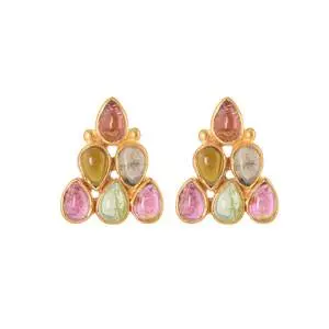 OPIUM JEWELS Rani Studs Tourmalines - Gold