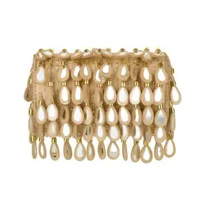 PODE Neutrals Noor Handmade Beaded Statet Bag - Beige