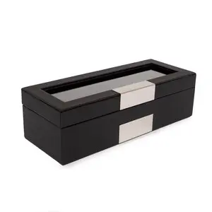 KENNETT WATCHES & ACCESSORIES Five Slot Pu Leather Watch Box – Organiser - Black