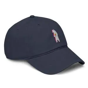 ANCHOR & CREW Navy Polar Bear Day Out In The Wild Cotton Embroidered Cap - Blue