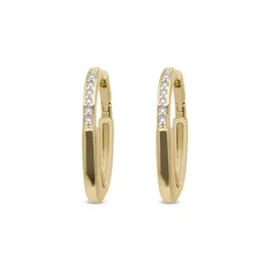 CLEMENCE WREN Large Oval Gemstone Hoop Earrings - Gold