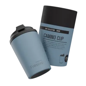 Fressko Camino 12oz / 340ml Reusable Coffee Cup, Stainless Steel River - Blue