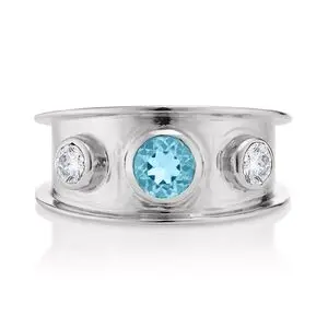 AUGUSTINE JEWELS Blue / White Blue Topaz & White Topaz White Gold Statet Ring - Blue/white