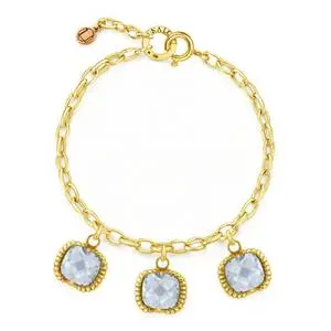 UNALOE Gold Vermeil Link Bracelet With Blue Crystal Pendants - Gold/blue