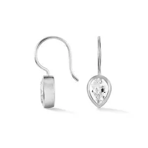 DOWER & HALL Silver / White Pear White Topaz Earrings - Silver/white