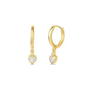 SHYMI Mini Bezel Drop Earrings Heart - Gold