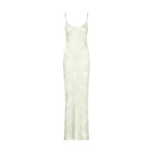 LILY ROU Neutrals Coral Silk Midi Slip Dress - Orange