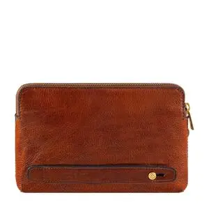 TIME RESISTANCE Leather Clutch In Cognac Ulysses - Brown