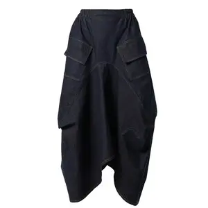 METAMORPHOZA Denim Asymmetrical Skirt In Dark - Blue