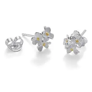 ISLA SILVER Dainty Flowers Stud Earrings - Silver