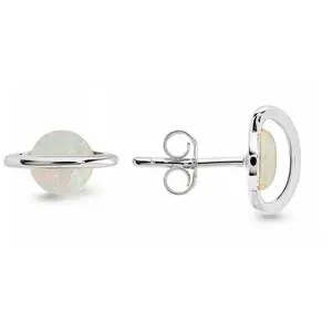 KYLIE HARPER Opal Saturn Planet Celestial Stud Earrings In Sterling - Silver