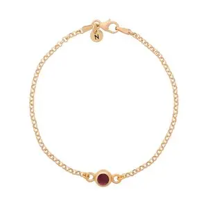 NELLOU JEWELLERY Garnet Birthstone Gem Dot Bracelet Gold Plated Sterling Silver January - Red