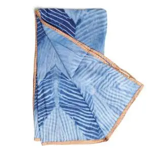 STUDIO VARIOUSLY Samu Indigo Hand Printed Shibori Silk Chiffon Scarf - Blue