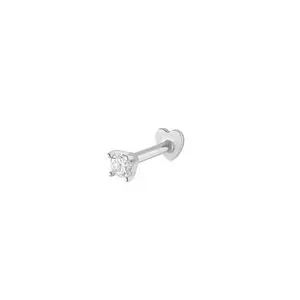 VANCHI 14k Solid White Gold Lab-grown Diamond Prong Set Flat Back Stud 2mm - Silver