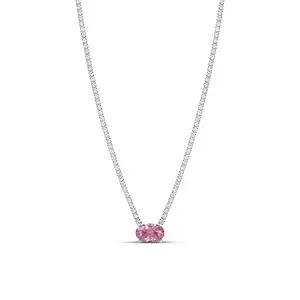 SHYMI Shymi Fancy Oval Tennis Necklace With Cubic Zirconia Silver/pink
