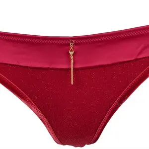 LES JUPONS DE TESS Guilty Iridescent Velvet Stripes Open Back Panty - Red
