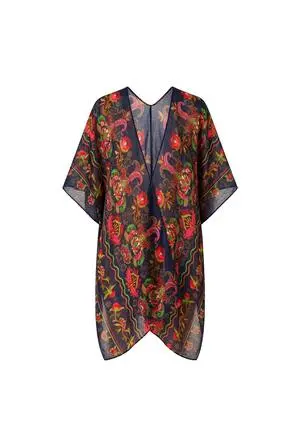 JAMES LAKELAND Navy Paisley Floral Kaftan - Blue