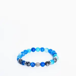 ADDICTED2 Silver / Blue Wealth Sterling Silver Bracelet With Labradorite & Blue Jade - Silver/blue