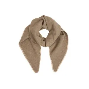 Saachi Knitted Triangle Taupe Shawl Wrap - Brown