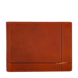 TIME RESISTANCE Cognac Leather Bifold Wallet The Getaway - Brown