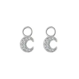 OUTOFOFFICE Silver / White Silver Moon Pavé Earring Charm - Silver/white